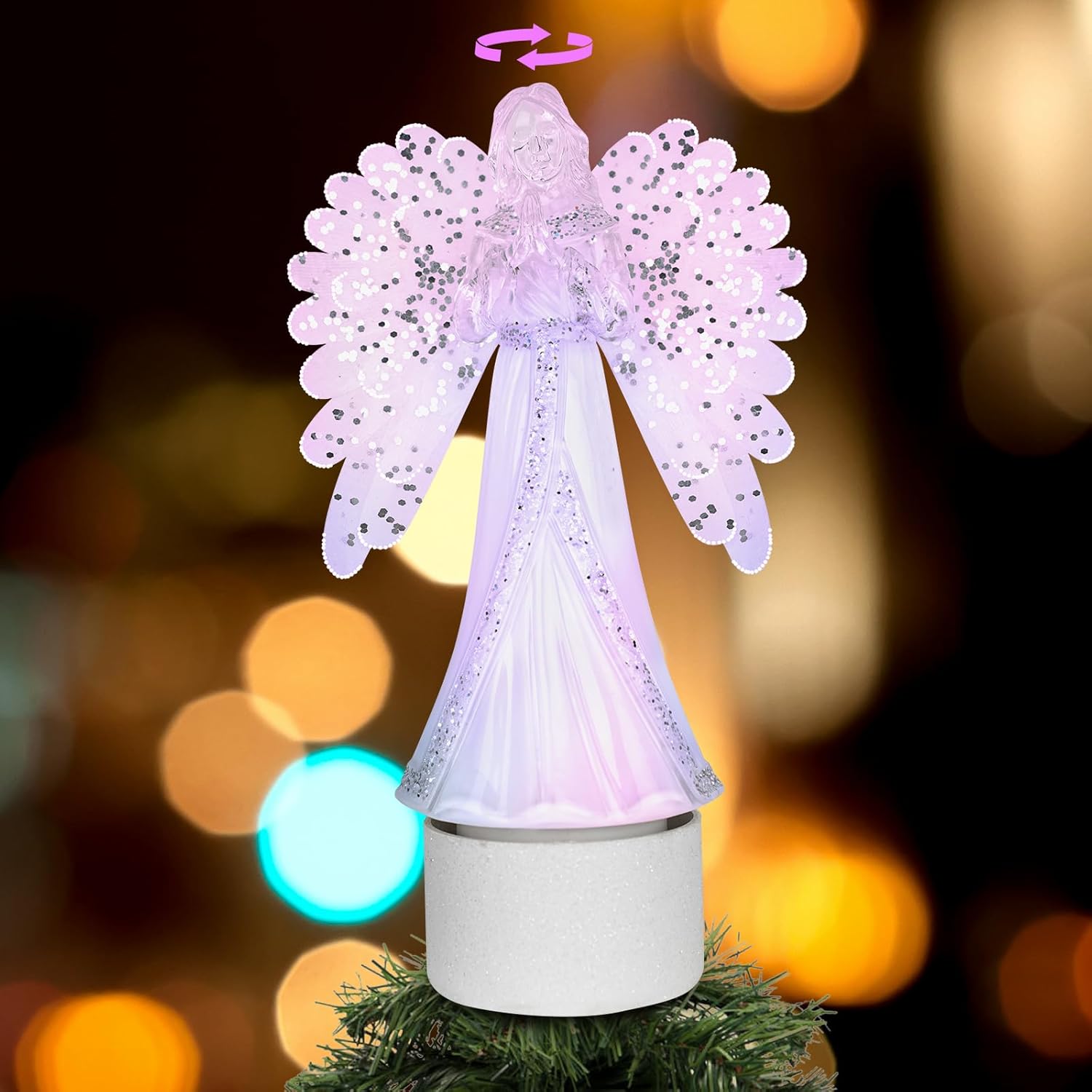 Amazon.com: N&T NIETING Christmas Angel Tree Topper,14 Inch Rotating ...
