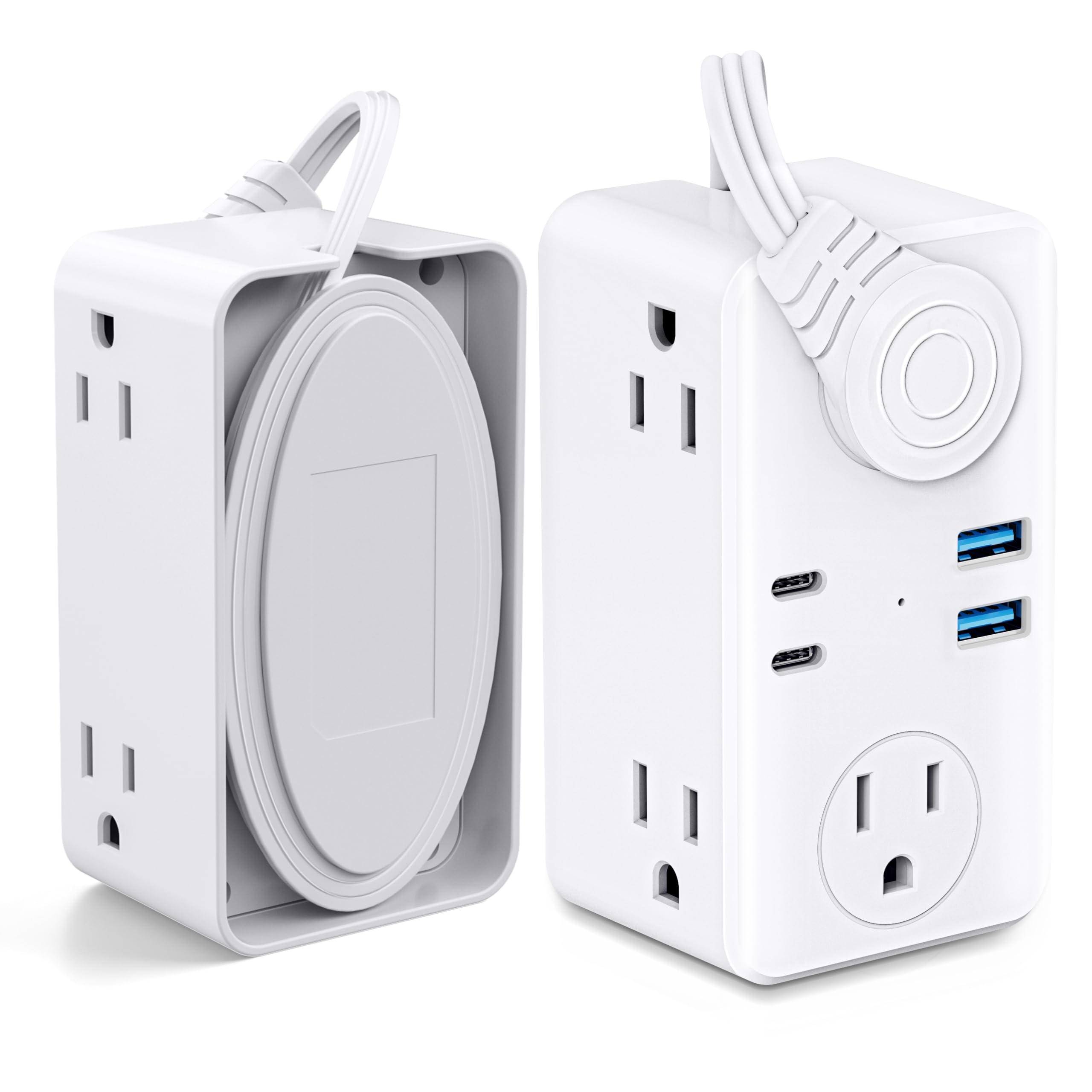 Amazon.com: Flat Plug Power Strip, 3Ft Wrapped Travel Extension Cord, 6 ...