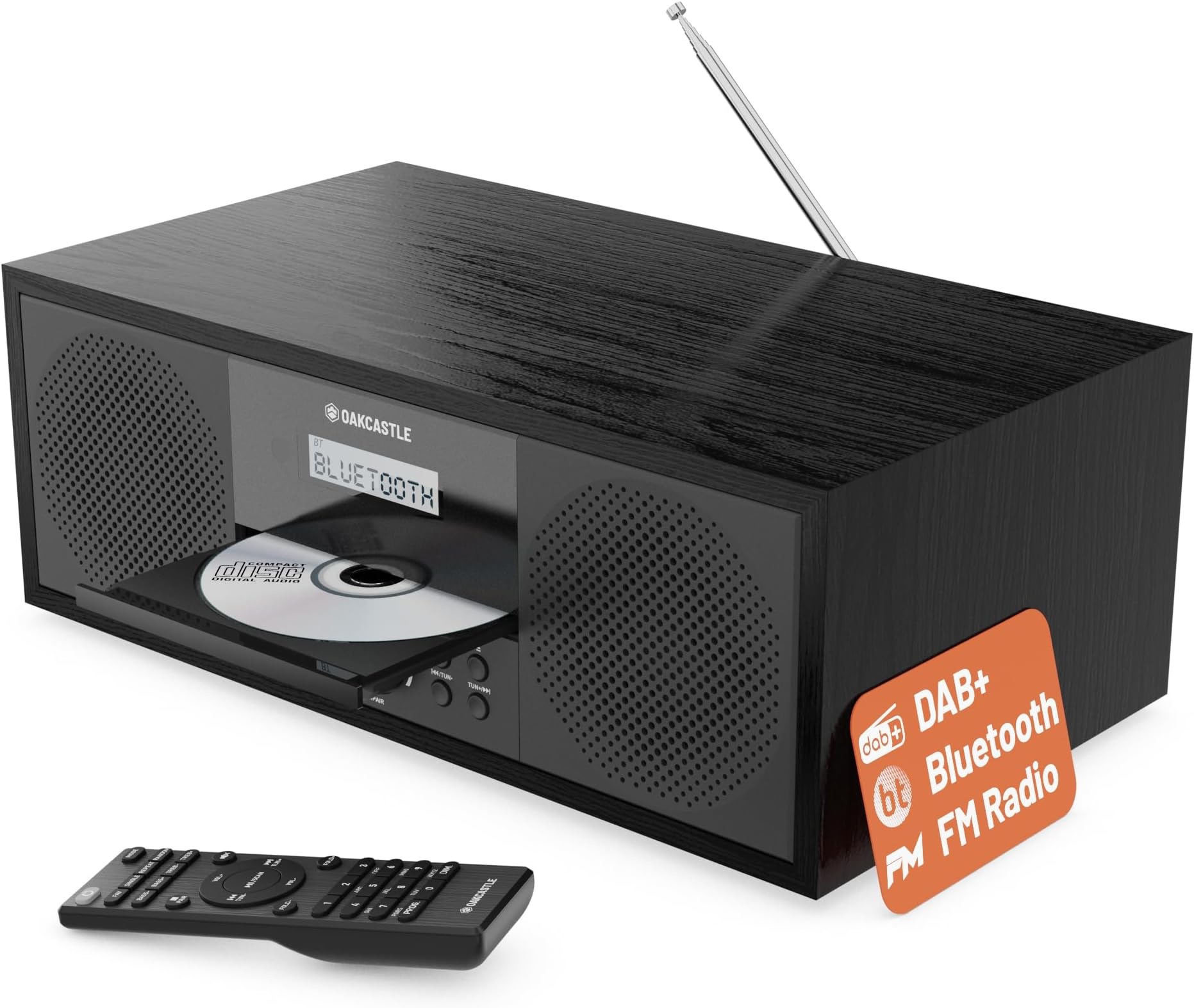 Bluetooth DAB+ Radio & CD Player | Mains Powered 60 Watt Stereo Hifi ...