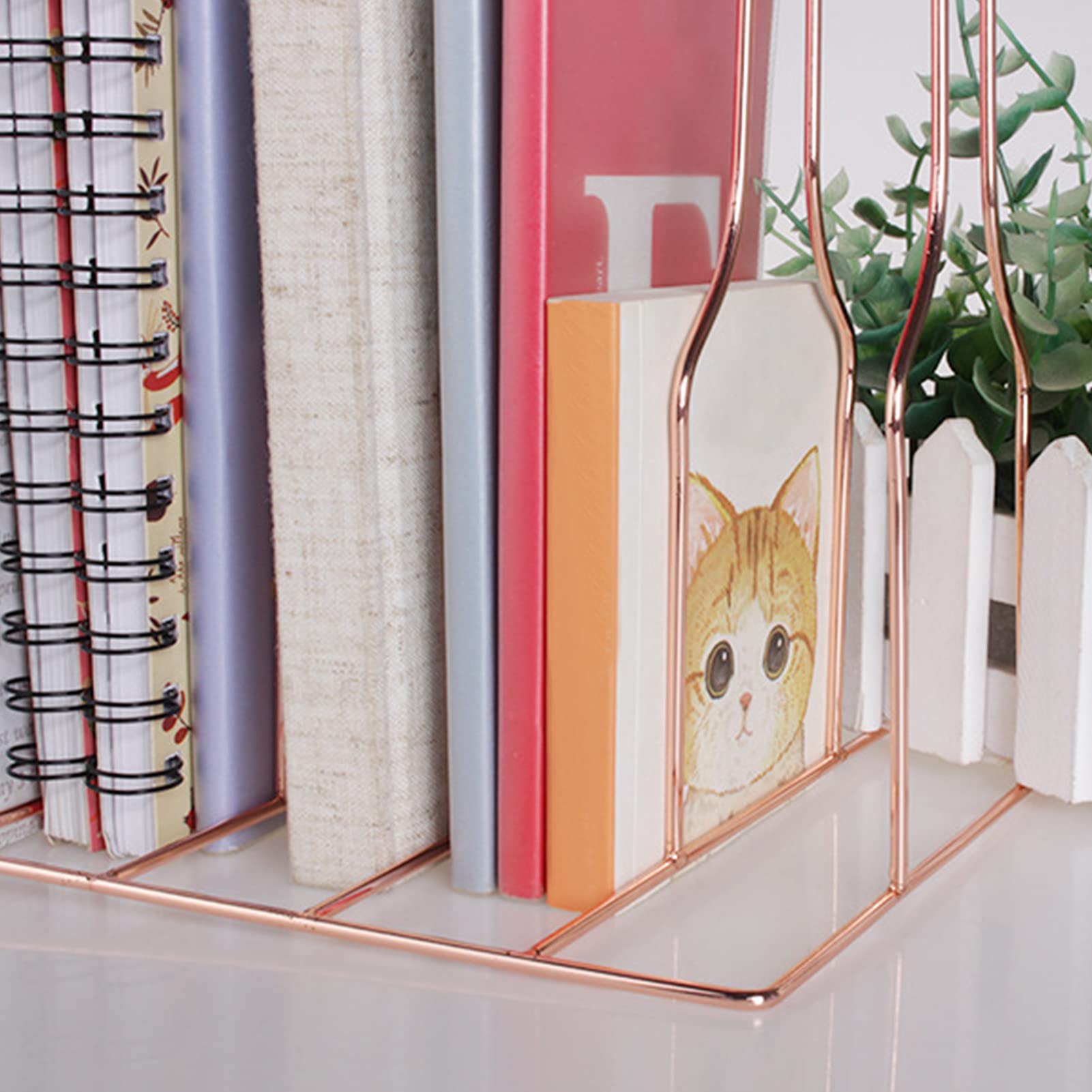 Desk Bookshelf File Folder Stand, Metal Book Holder Desktop Magazine ...