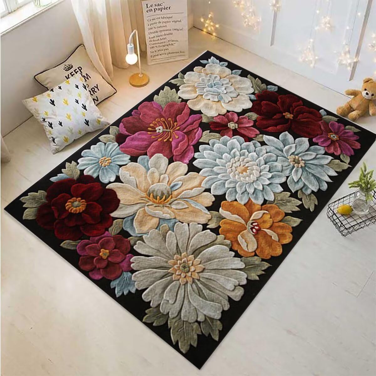Amazon.com: Qkjtyt Modern Colorful Blooming Flowers Area Rug for Living ...