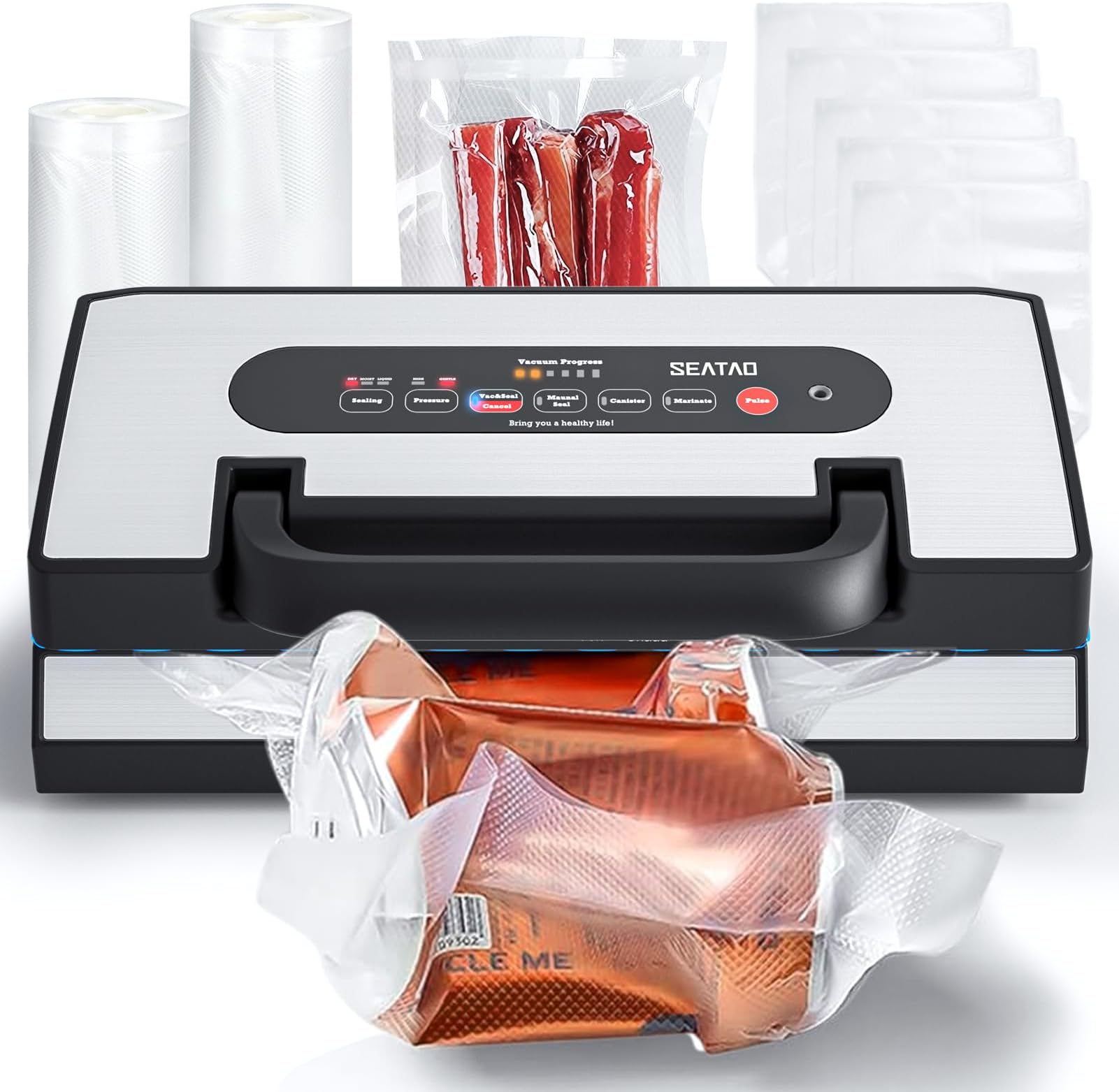 Machine à emballer sous vide SEATAO 90 kpa pour aliments secs/humides ...