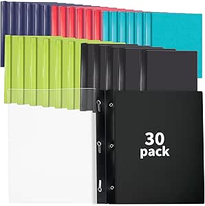 Amazon.com : Binditek 30 Pack Clear Front Report Covers with 3 Prongs ...