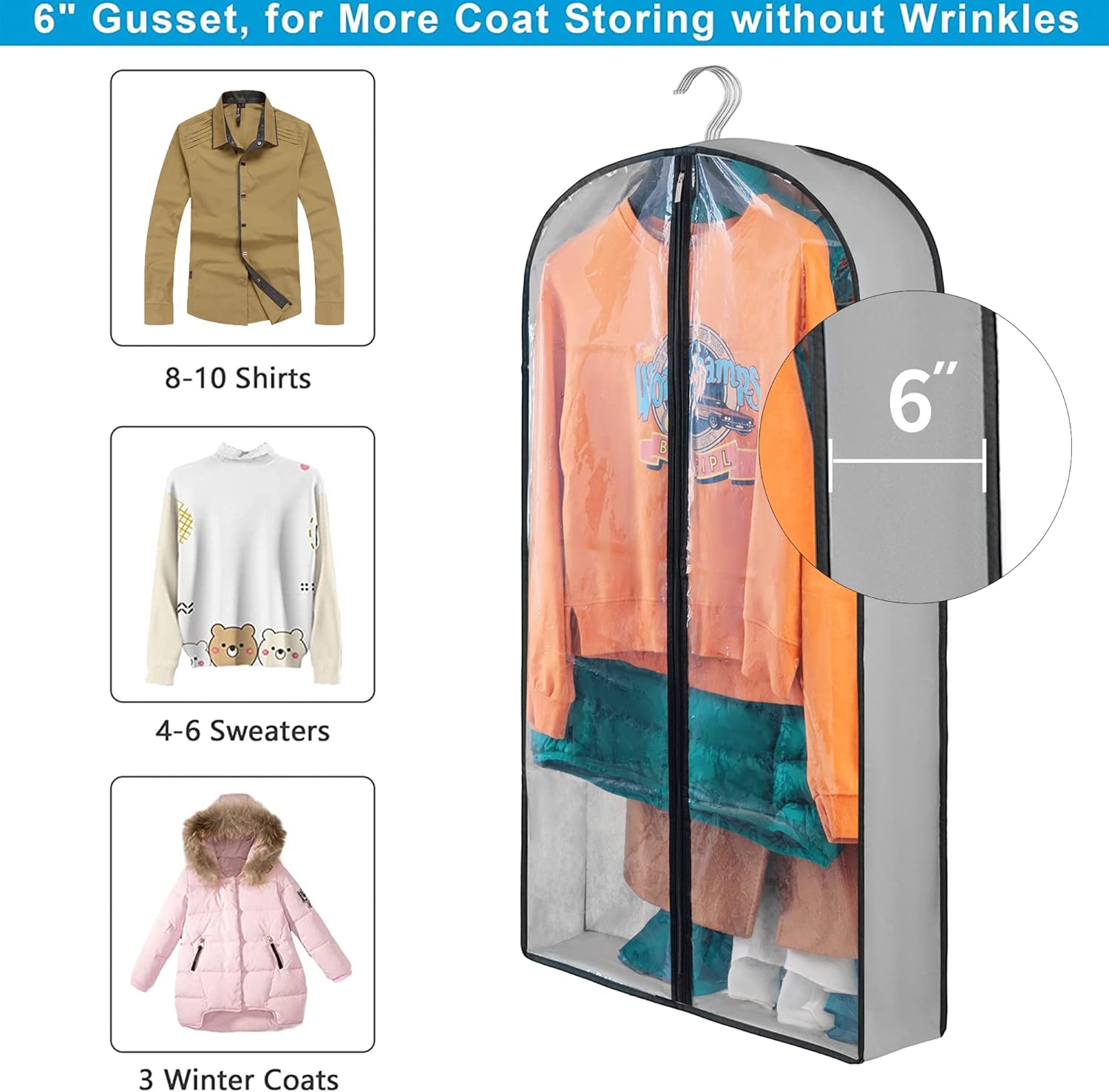 4 Pack Clothes Covers with Zip, 40″ (102cm) Garment Bags Clothes ...