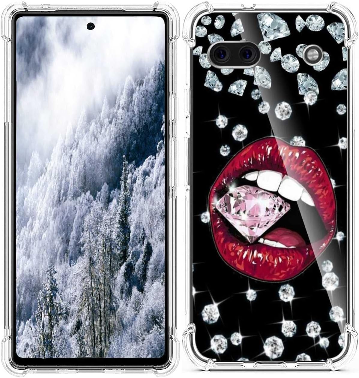 Amazon.com: Designed for Google Pixel 6A Case, Sexy Red Lip Glitter ...