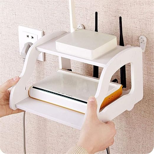 Woodsy Wood Router Tv Setup Box Wall Shelf Wifi Stand Mounted Rack Car ...