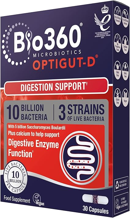 Natures Aid Bio360 OptiGUT-D Probiotic 10 Billion Live Bacteria - High ...
