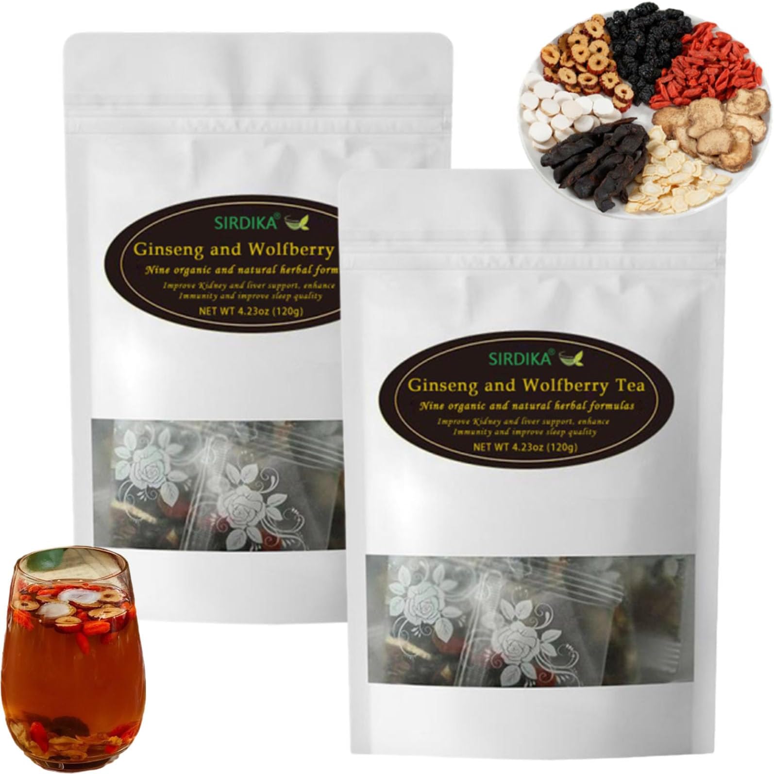 Amazon.com : Ginseng And Wolfberry Tea,Ginseng Nine Treasure Tea,Red ...