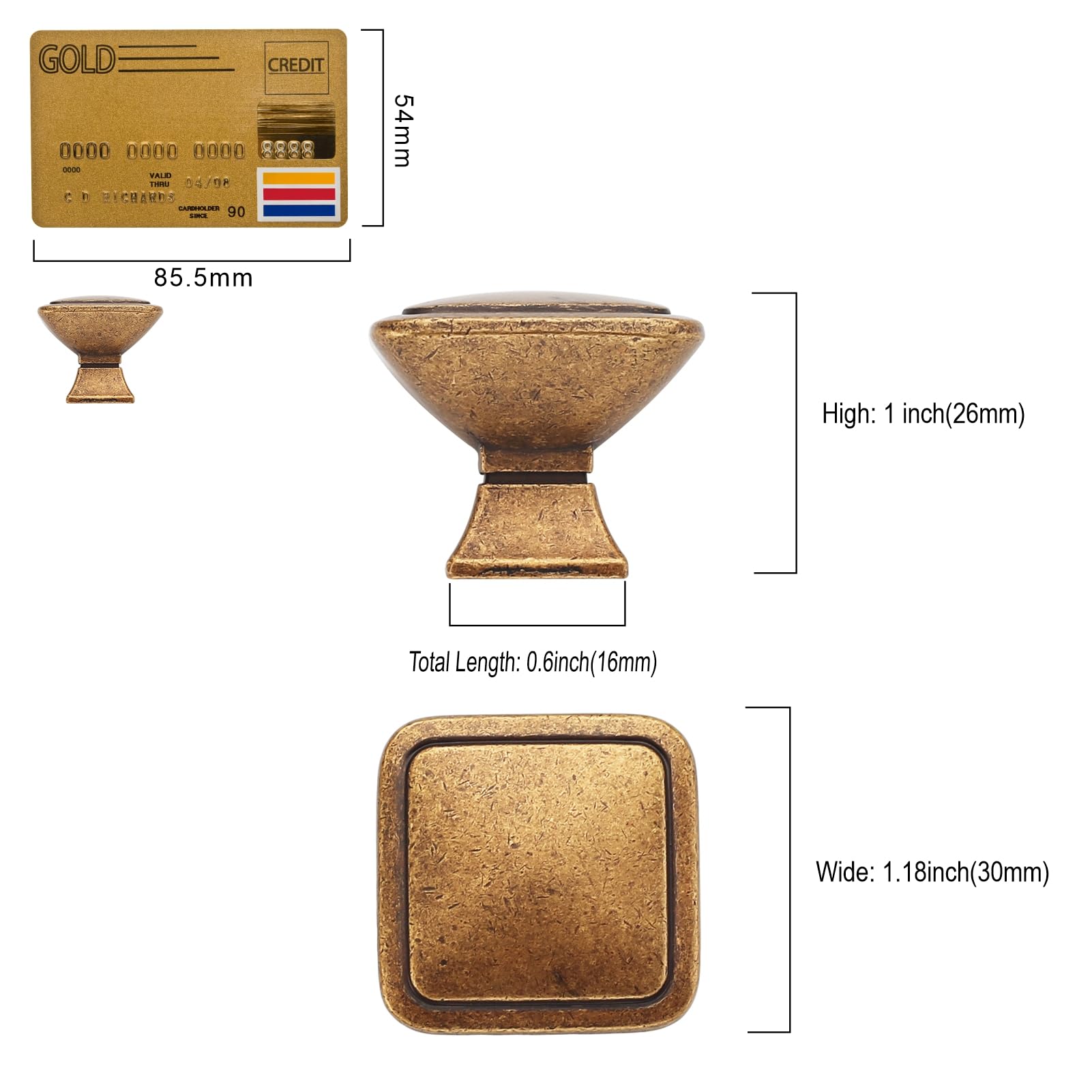 Snapklik.com : 10 Pack Vintage Antique Brass Kitchen Cabinet Knobs Single Hole Cabinet Handles ...