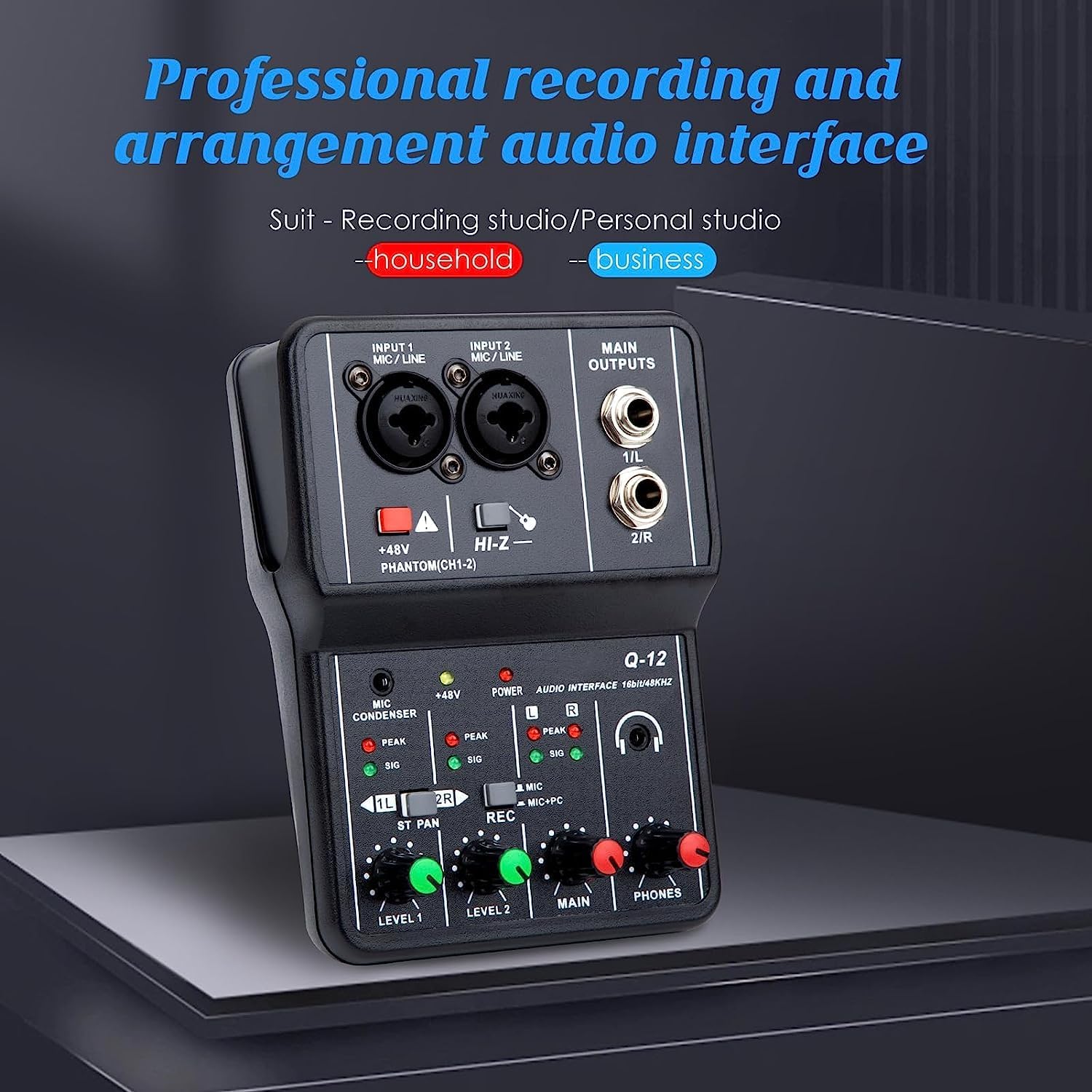 USB Audio Interface +48V Phantom Power with 3.55m Microphone Jack ...