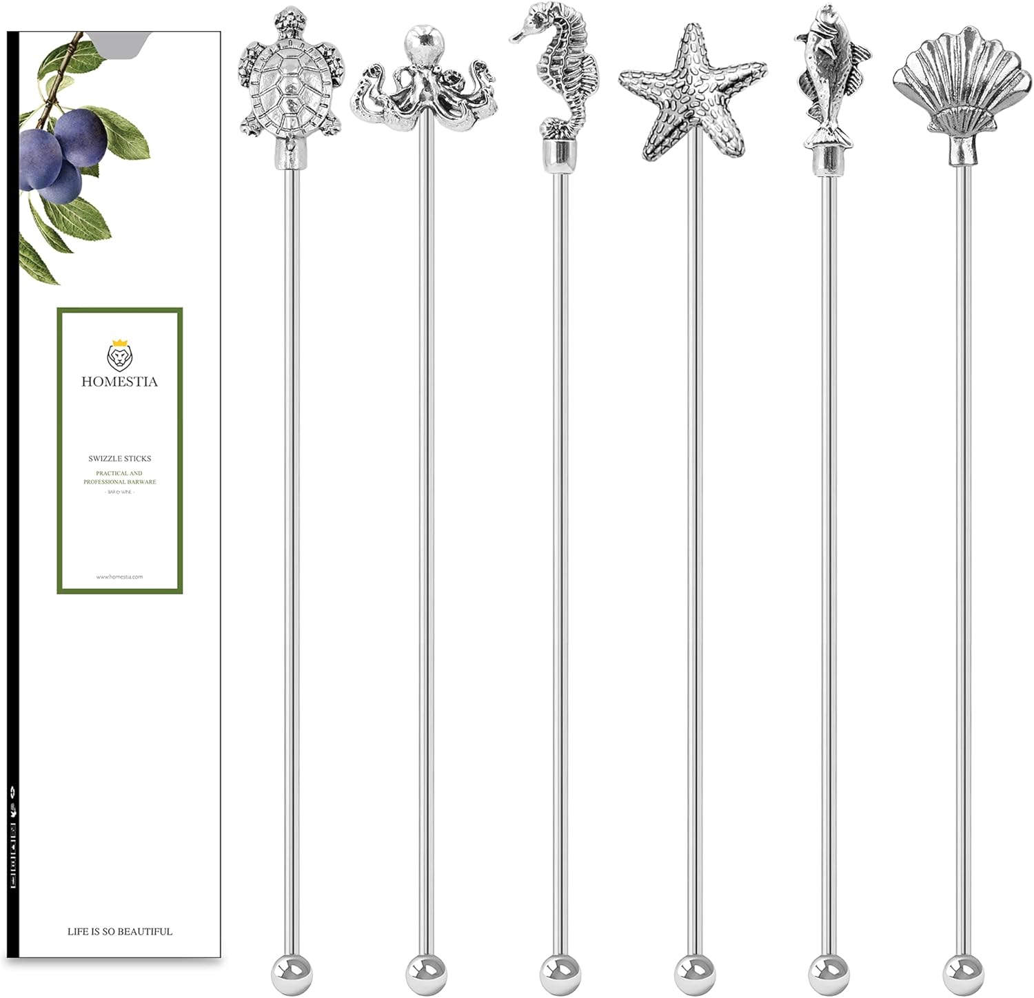 Amazon.com | Homestia 6 Pieces Cocktail Stirrers for Drinks Reusable ...