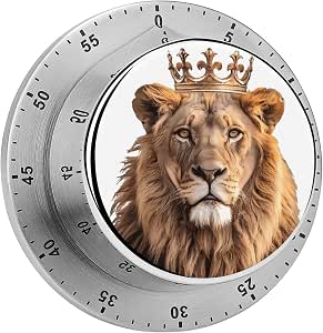 Amazon.com: Lion with Crown King 60 Minute Wind Up Timer Clock Digital ...