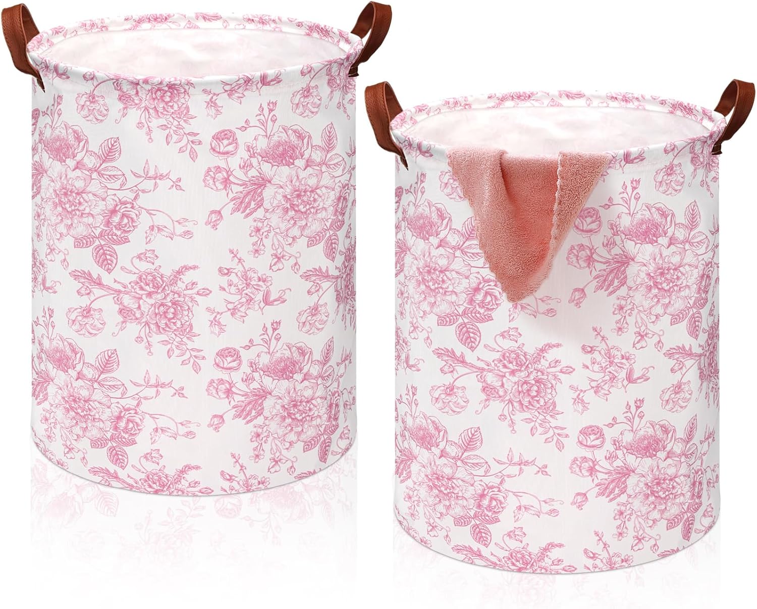 Amazon.com: CroBlissful 2 Pcs Pink Floral Laundry Basket Coquette ...
