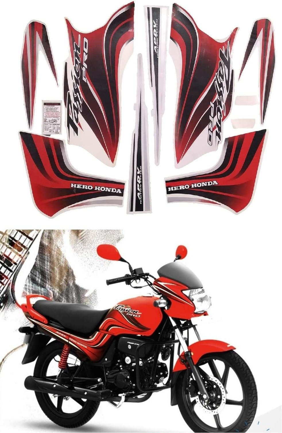 Sticker & Decal for Bike (Red) (HH_Passion_PRO_RED_STC_RED_Bike ...