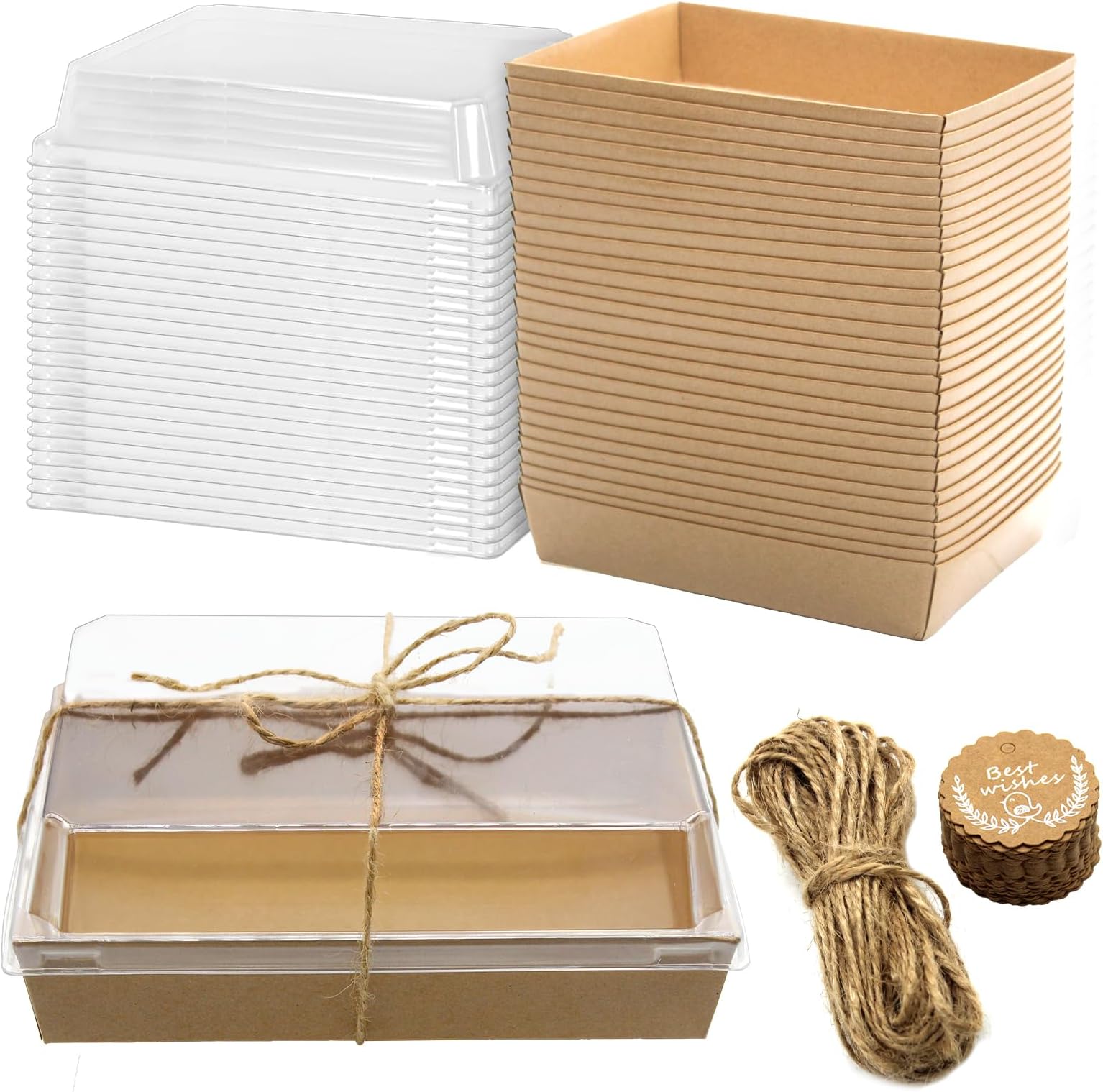 TUSAUW Lot de 30 boîtes à charcuterie jetables en papier avec ...