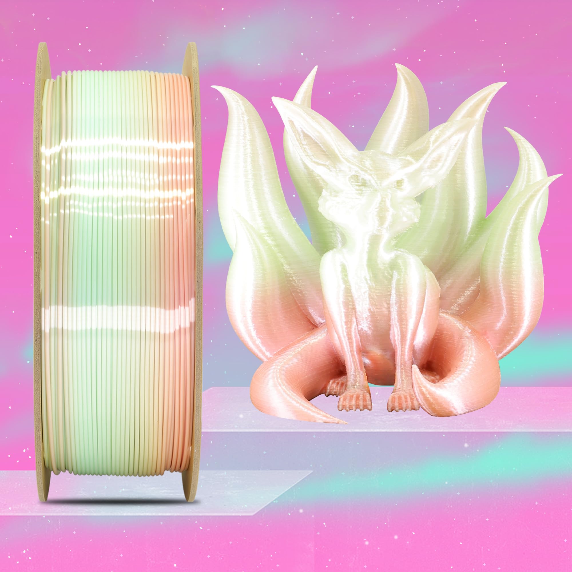 Snapklik.com : Silk PLA 3D Filament Pink Color Change To Silk Cyan, 1 ...