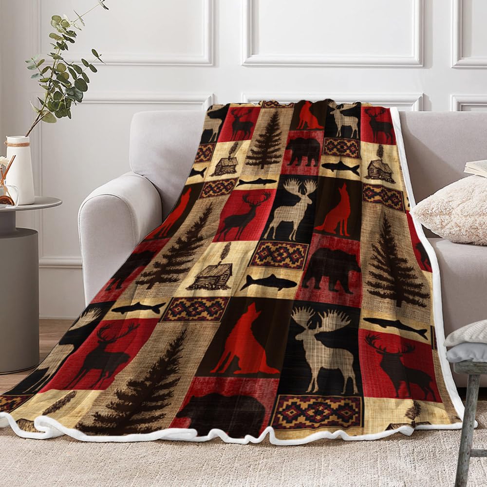 Amazon.com: Rustic Cabin Throw Blankets, Country Vintage Bear Moose ...