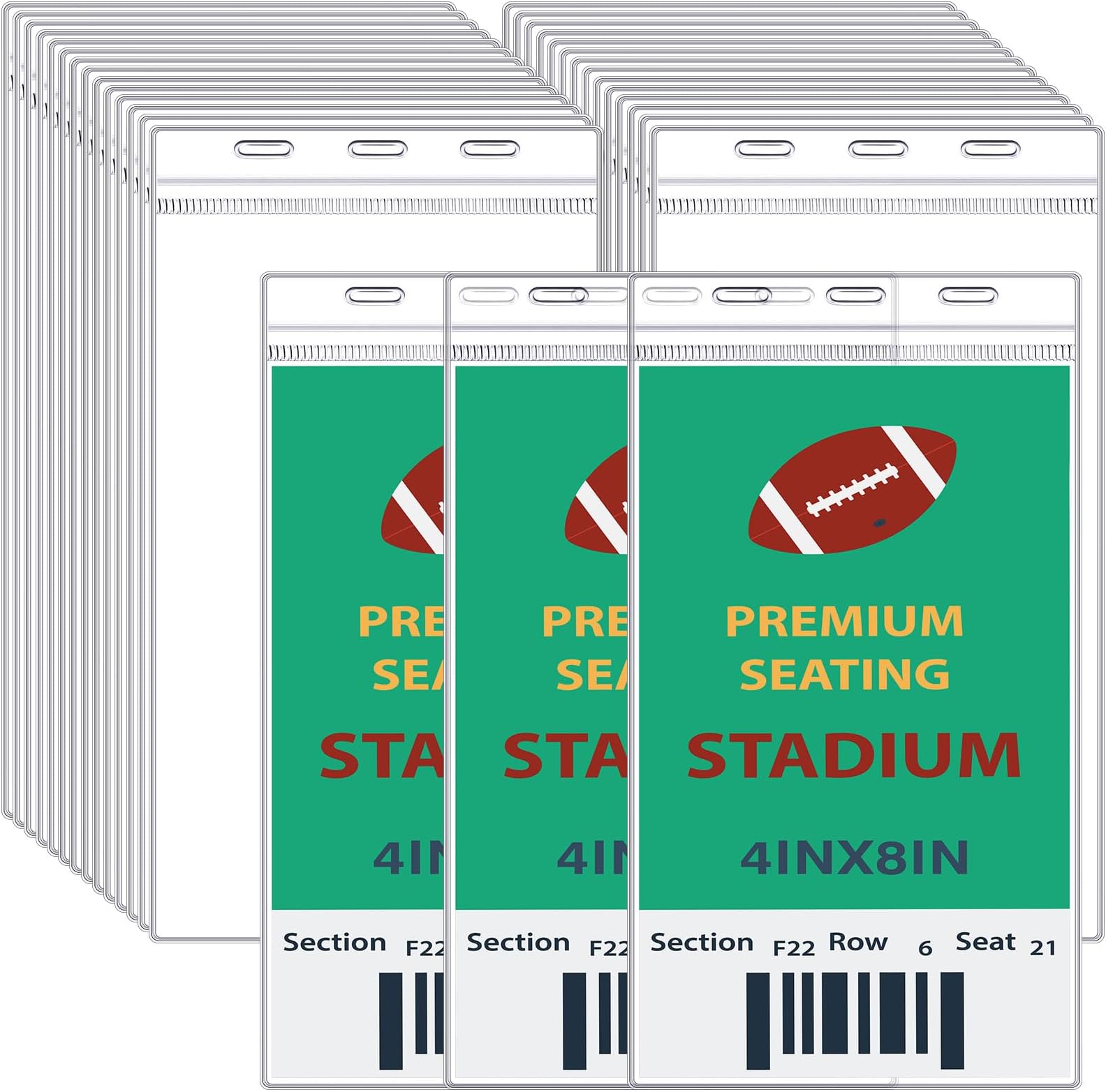 50/50 Tickets 50 Pack Large Ticket Badge Holders With Lanyards - 4x8 ...