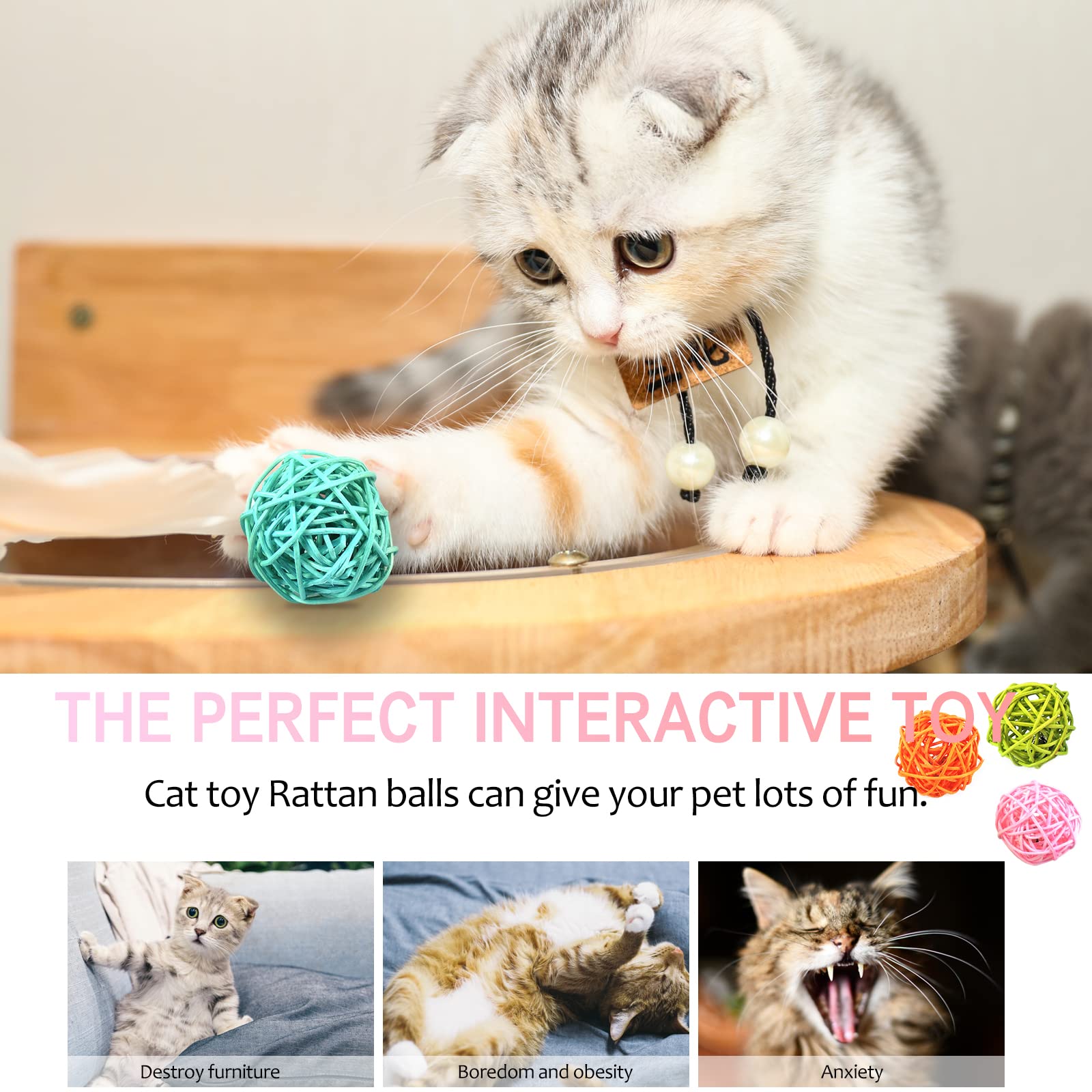 Indoor Cat Toys For Active Play Cat Ball Toy Andiker Cat Balls, Mini ...