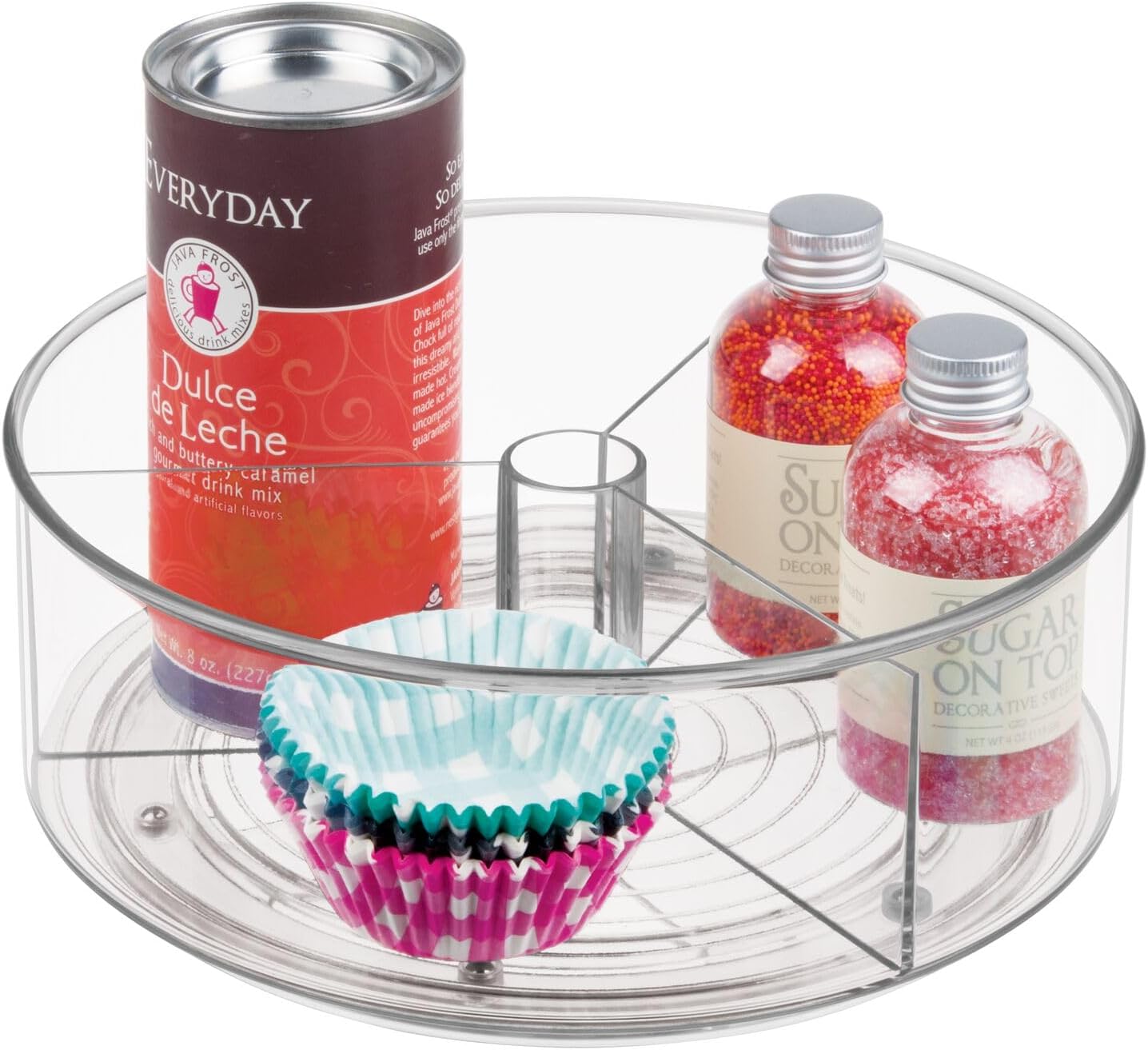 mDesign Lazy Susan Turntable Condiment Holder – Plastic Revolving ...