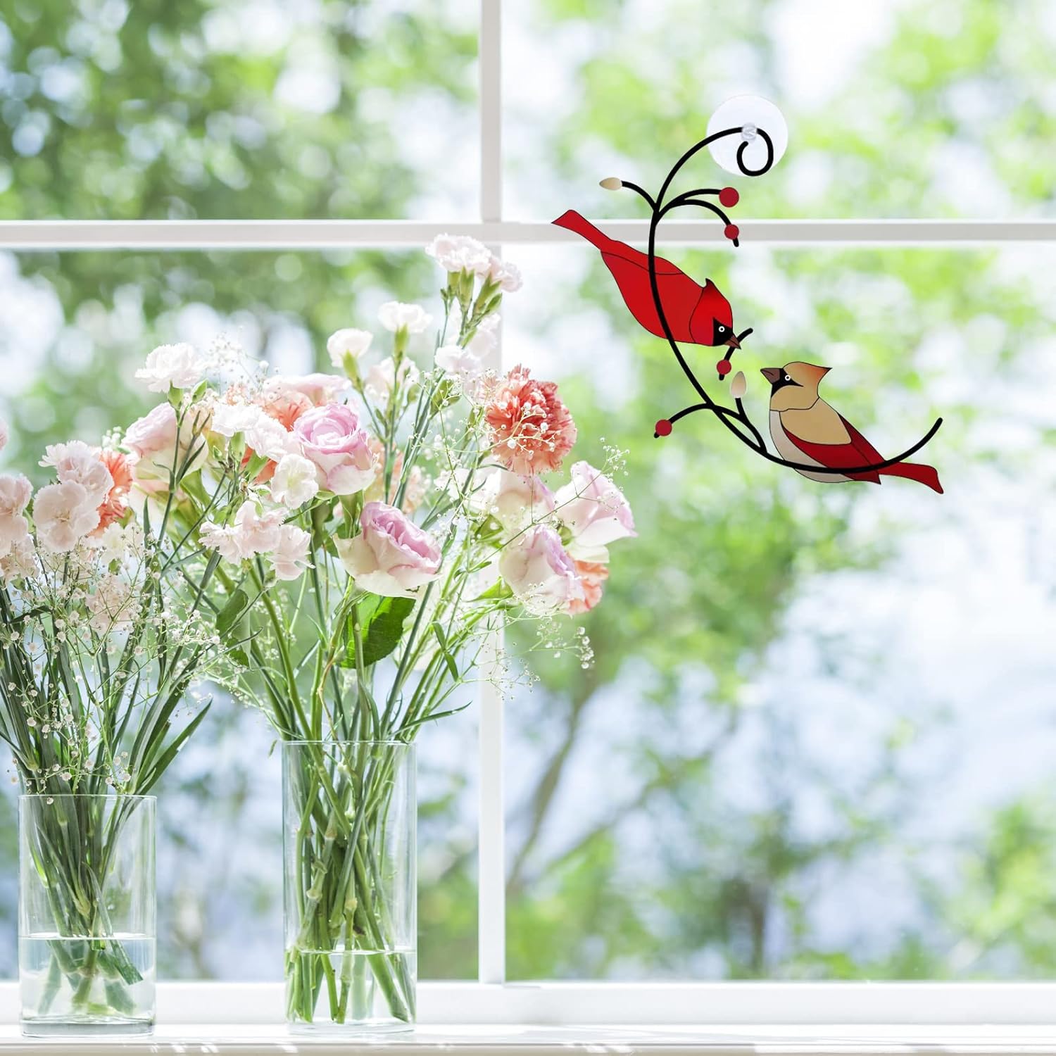 Amazon.com: Bird Stained Glass Window Hanging: Suncatchers for Windows ...