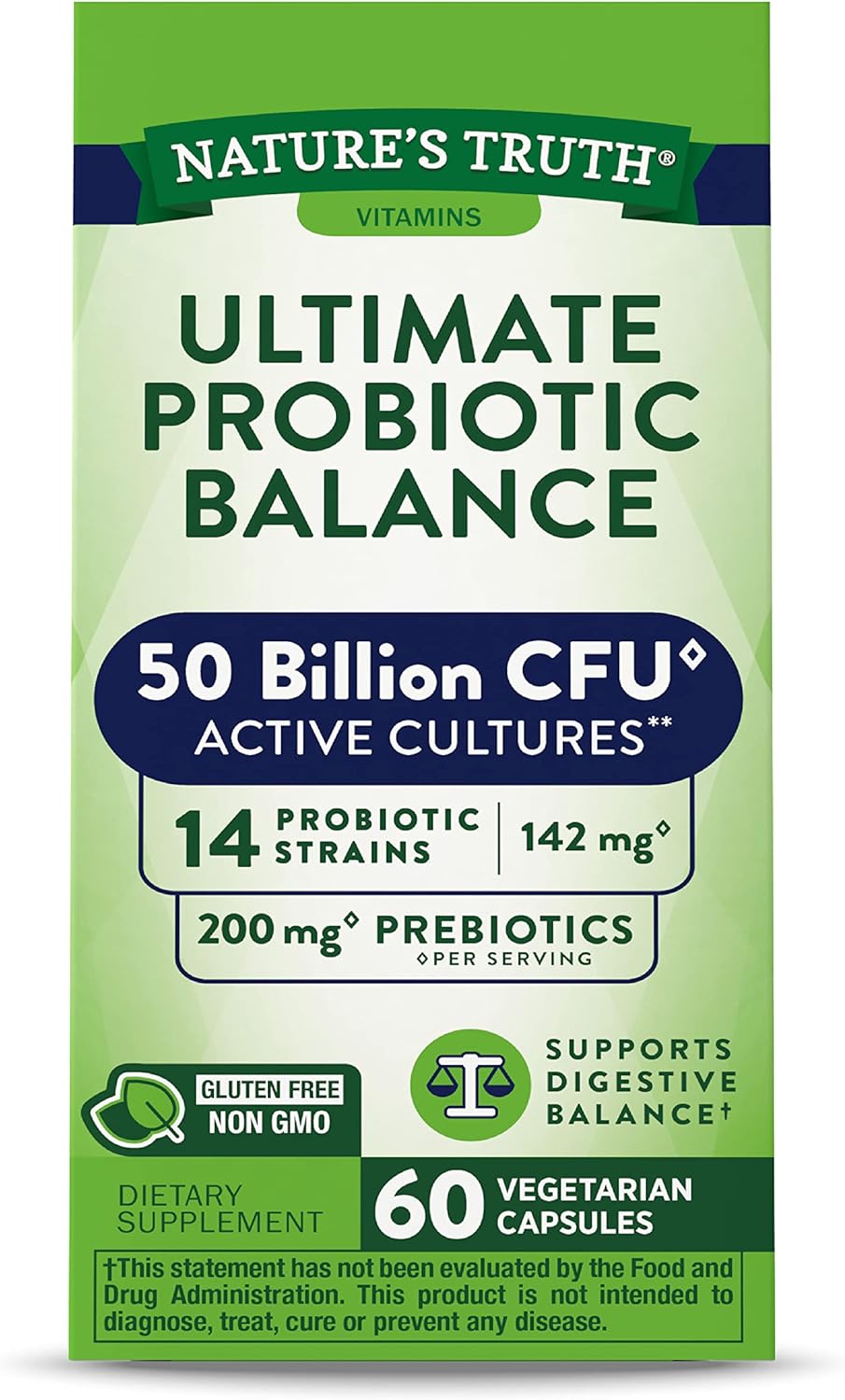 Amazon.com: Nature's Truth Probiotic 50 Billion CFU | 200mg Prebiotics ...