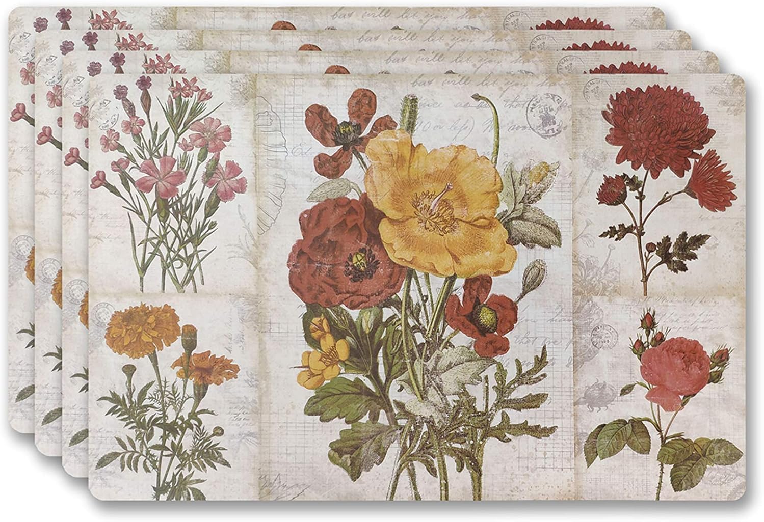 Amazon.com: Vinyl Rectangular Placemats Set of 4 - Non Slip Place Mats ...