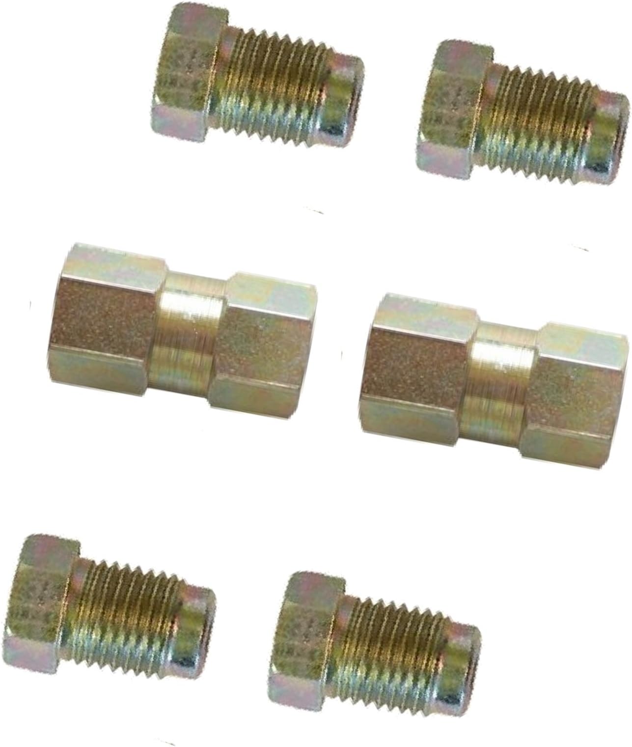 2 x 2 Way Female Brake Pipe Connector + 4 x Male Nuts for 3/16" Pipe ...