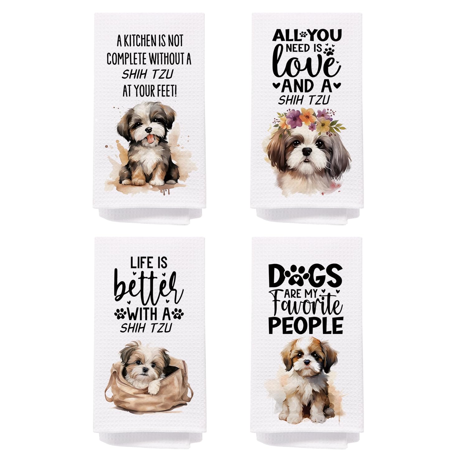 Amazon.com: SPBL&L Shih Tzu Dog Kitchen Towels Set of 4, Shih Tzu Gifts ...