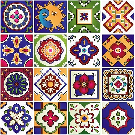 Amazon.com: RoyalWallSkins Mexican Tile Decals 4x4 Inch - Set of 16 ...