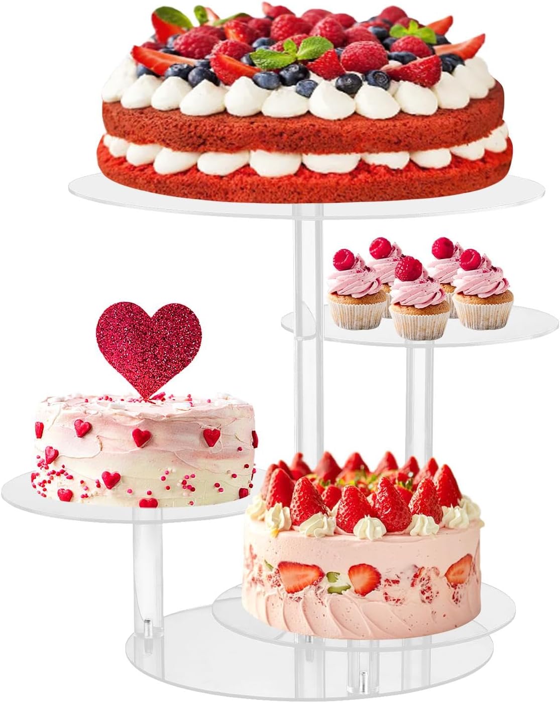 Amazon.com: 4 Tier Cake and Cupcake Stand Combo, Round Acrylic Cupcake ...