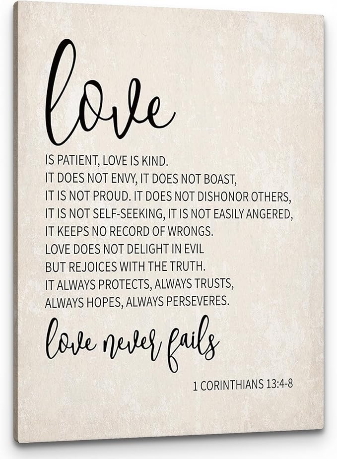 Amazon.com: PHAMTE 1 Corinthians 13:4-8 Love Is Patient Love Is Kind ...