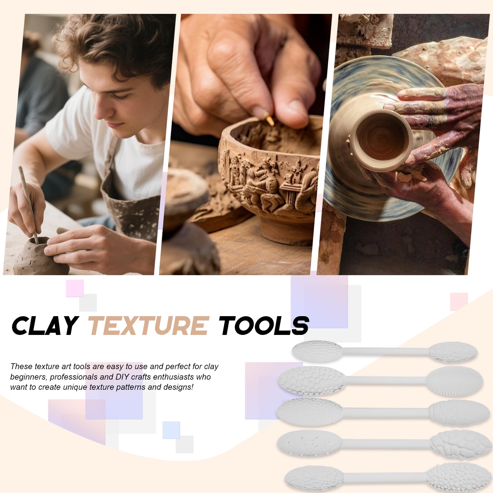 Snapklik.com : Xanadued 5 Pieces Texture Tool Set For Clay Art, Texture ...