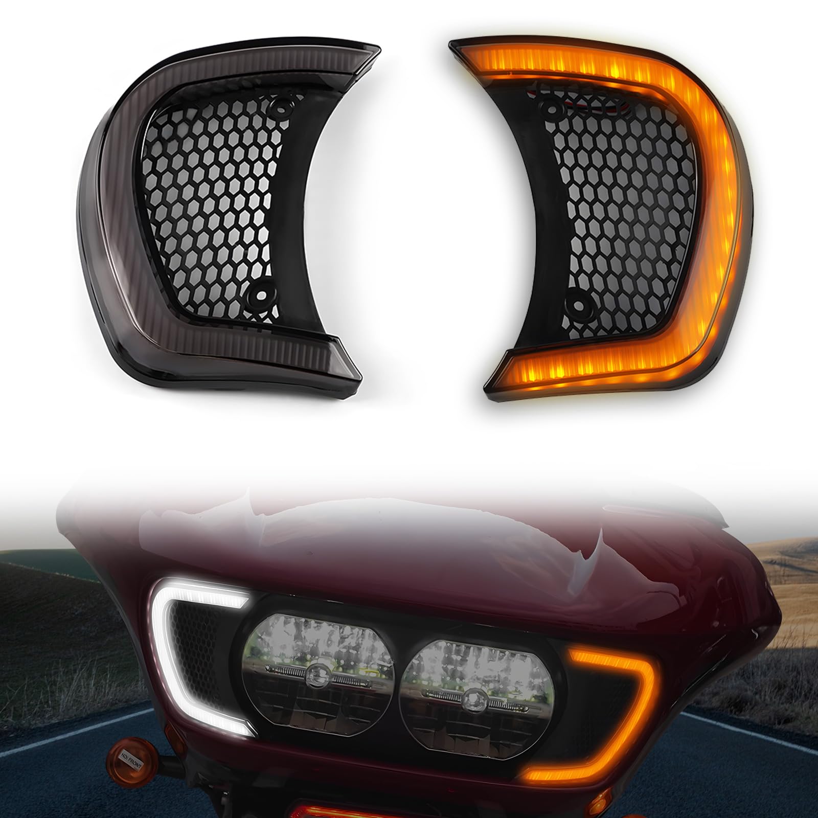 Amazon.com: LED Headlight Vent Turn Signal for Road Glide, LED Fairing ...