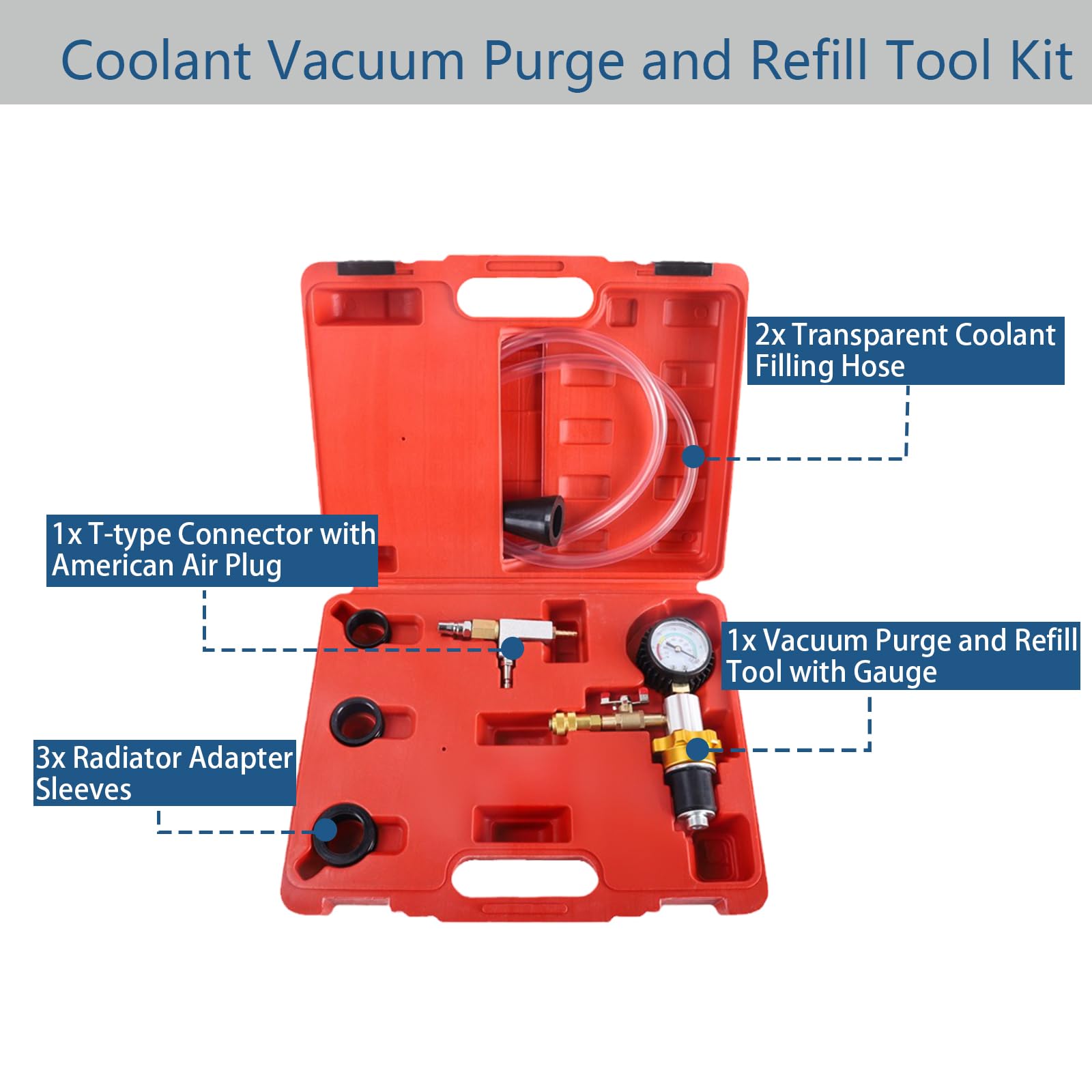 Radiator Pressure Tester Kit Coolant Vacuum Refill Kit - Cooling System ...