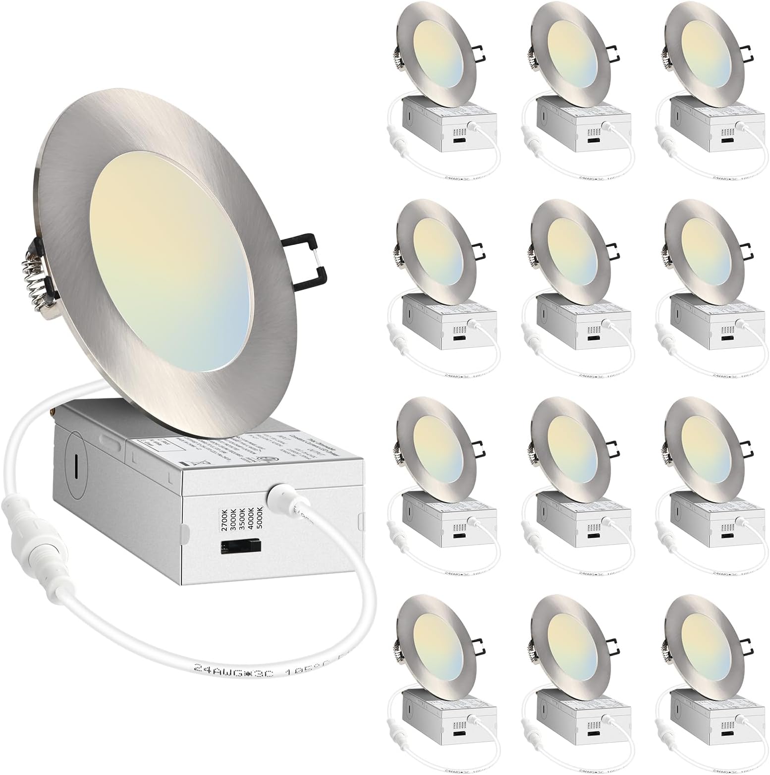 POPANU 4 inch LED Recessed Light Canless Ceiling Fixture 9W 5CCT 4" LED ...