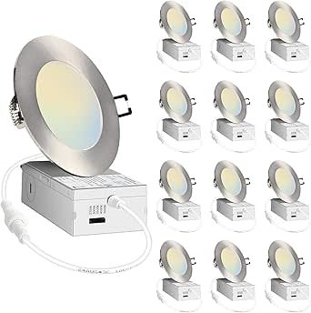 POPANU 4 inch LED Recessed Light Canless Ceiling Fixture 9W 5CCT 4" LED ...