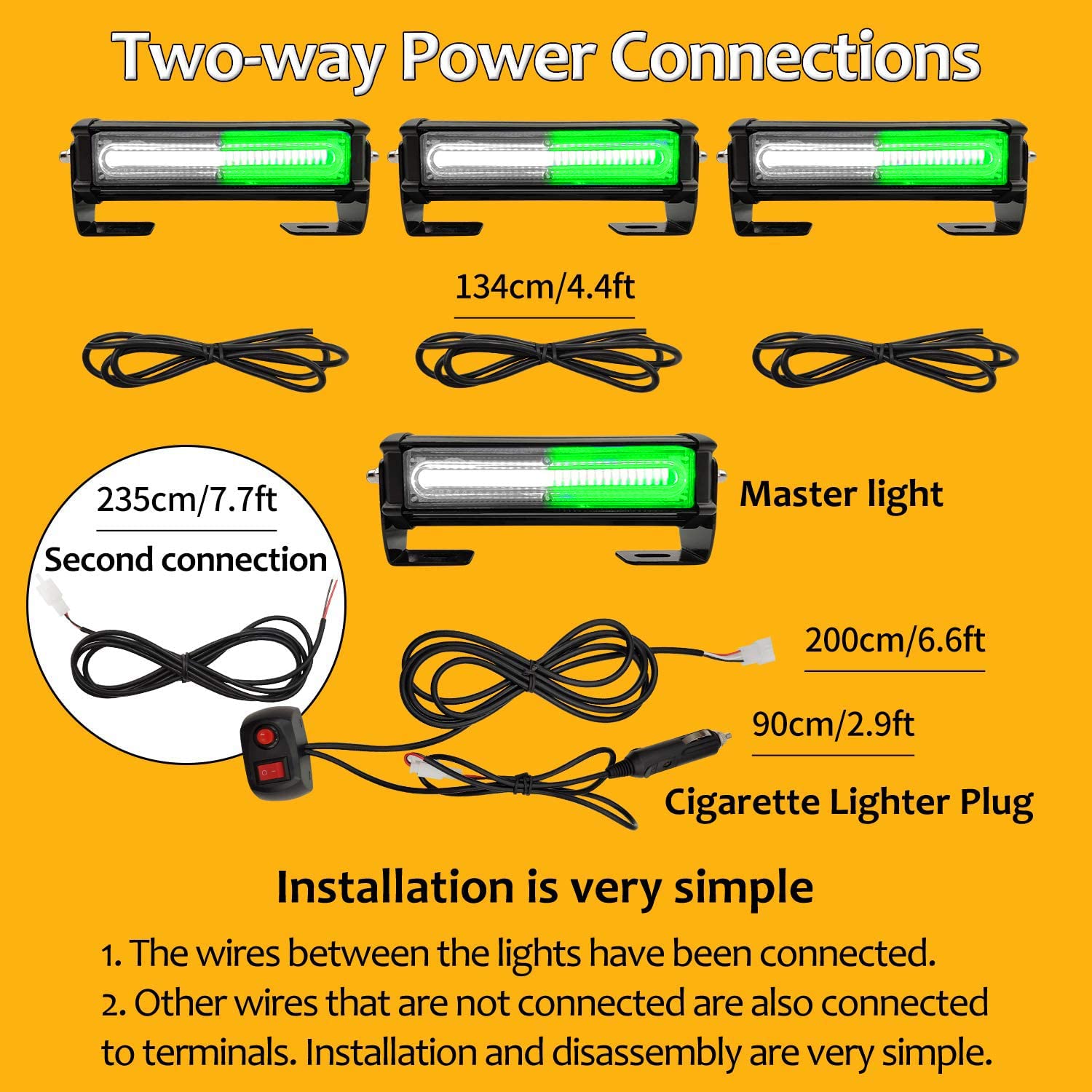 Snapklik.com : Emergency Strobe Lights For Vehicle, 4 In 1 LED 32W ...