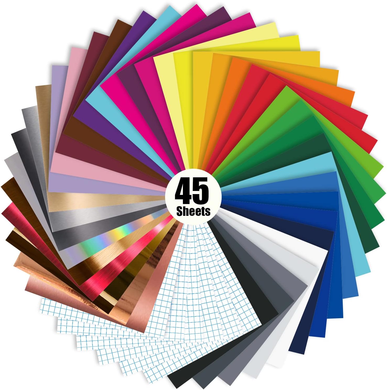 45 Pack Permanent Adhesive Vinyl Sheets 39 Assorted Glossy Colors with ...