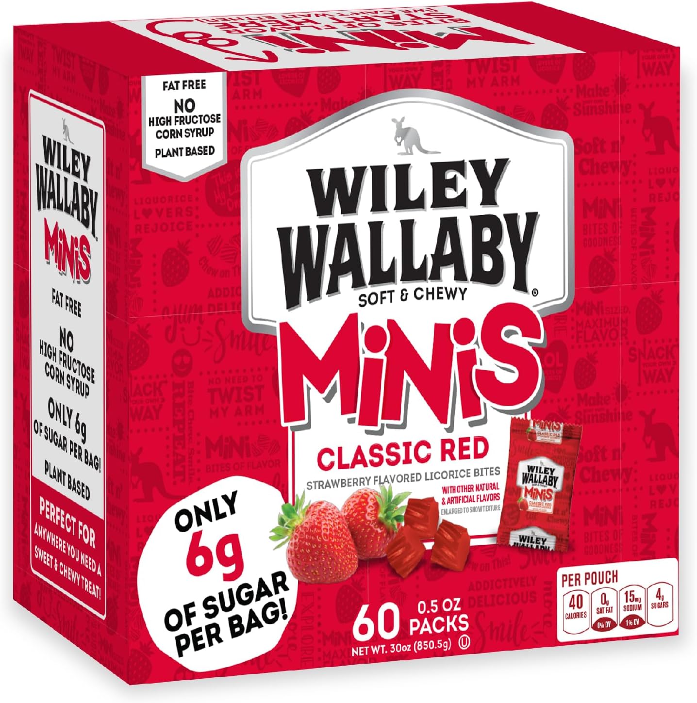 Amazon.com : Wiley Wallaby Classic Red Mini Licorice Bites 0.5 Ounce ...