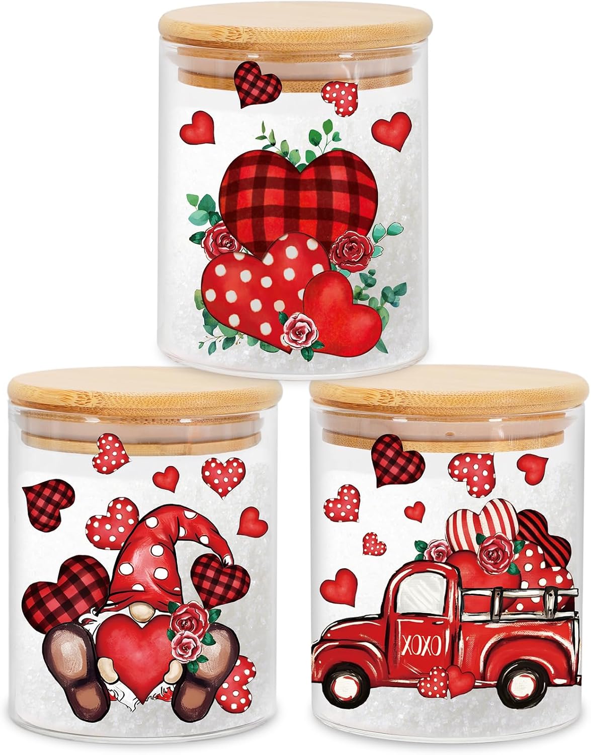 Amazon.com: JarThenaAMCS 3Pcs Valentine's Day Glass Storage Jars With ...