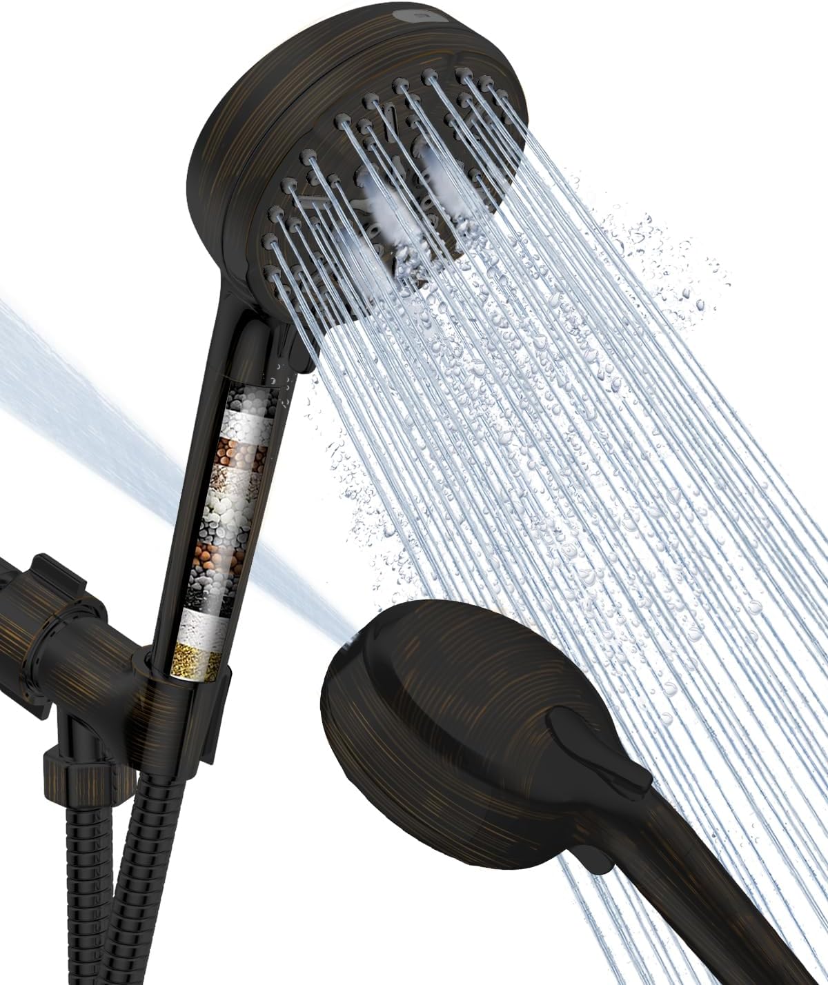 Filtered Shower Head with Handheld Oil Rubbed Bronze, BOWGER 6 Modes ...