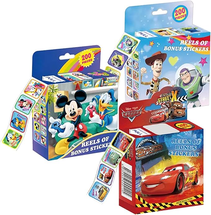 Amazon.com: 600 Pcs Roll Kids Sticker, 3 Pack in 30 Designs,1-1/2 Inch ...