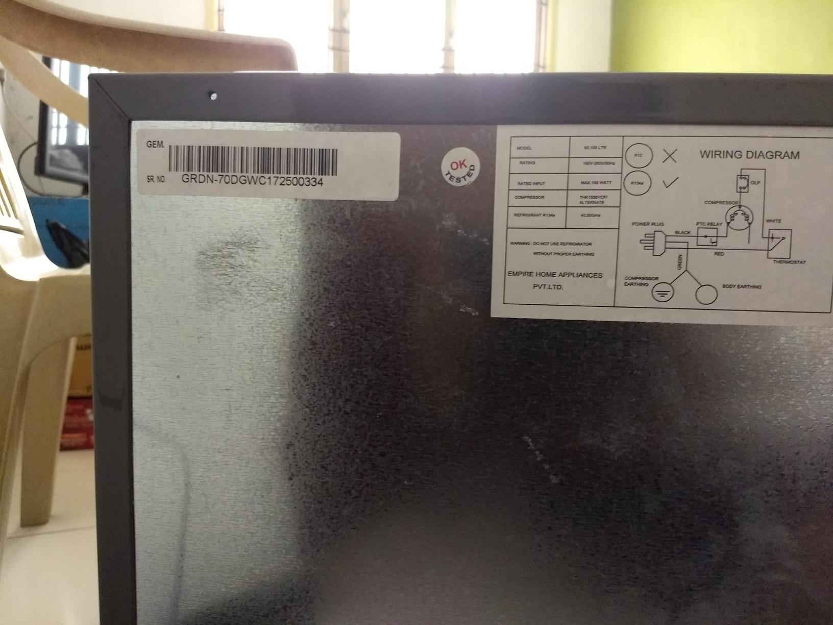Gem 50L Direct Cool Single Door Refrigerator (GRDN-70DGWC, Dark Grey ...