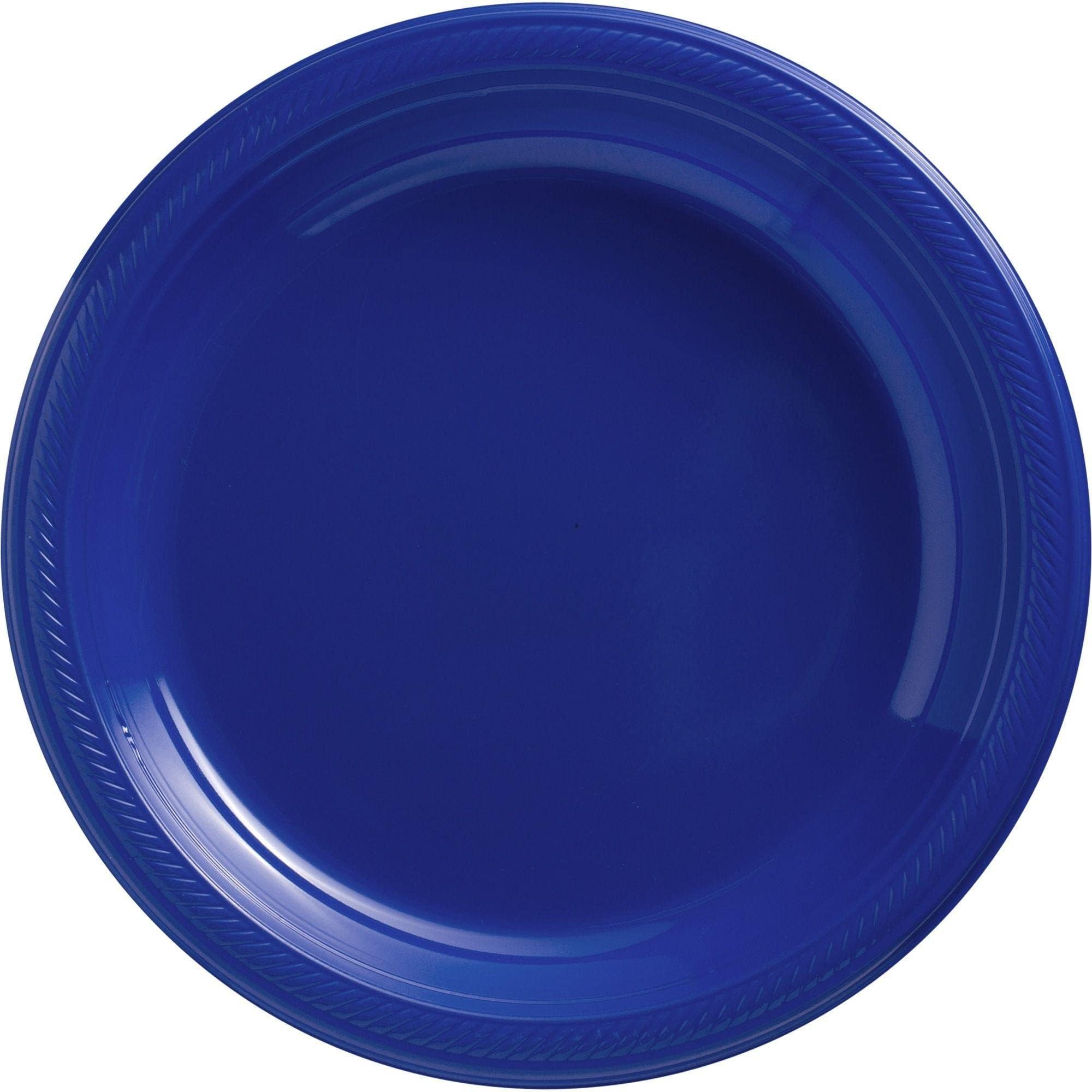 Amazon.com: Bright Royal Blue Round Plastic Plates| 9" | Pack of 20 ...
