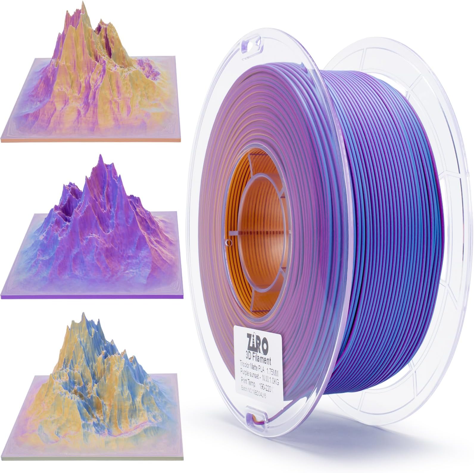 Amazon.com: ZIRO PLA Filament 1.75mm, Matte Multicolors 3D Printer ...