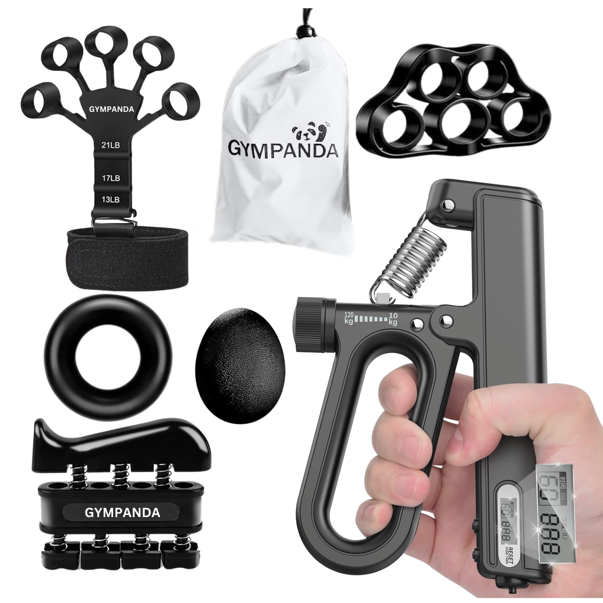 Amazon.com : GymPanda Hand Grip Strengthener Kit 6 Pack; Smart Counter ...