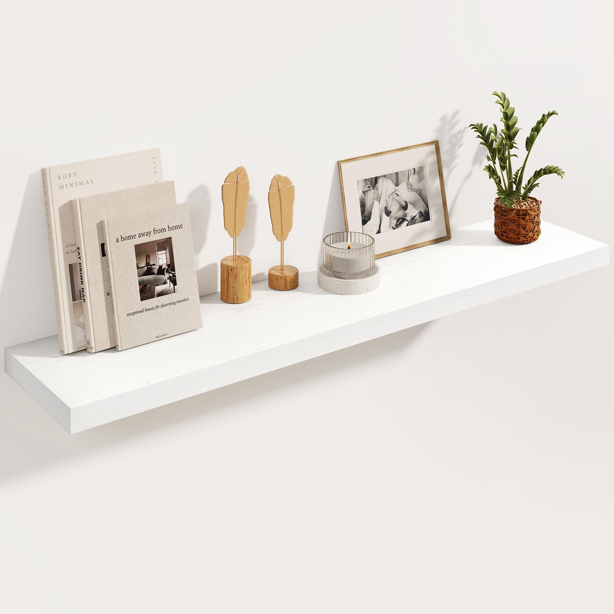Amazon.com: White Floating Shelves 48 Inch Long, 8 Deep Floating ...
