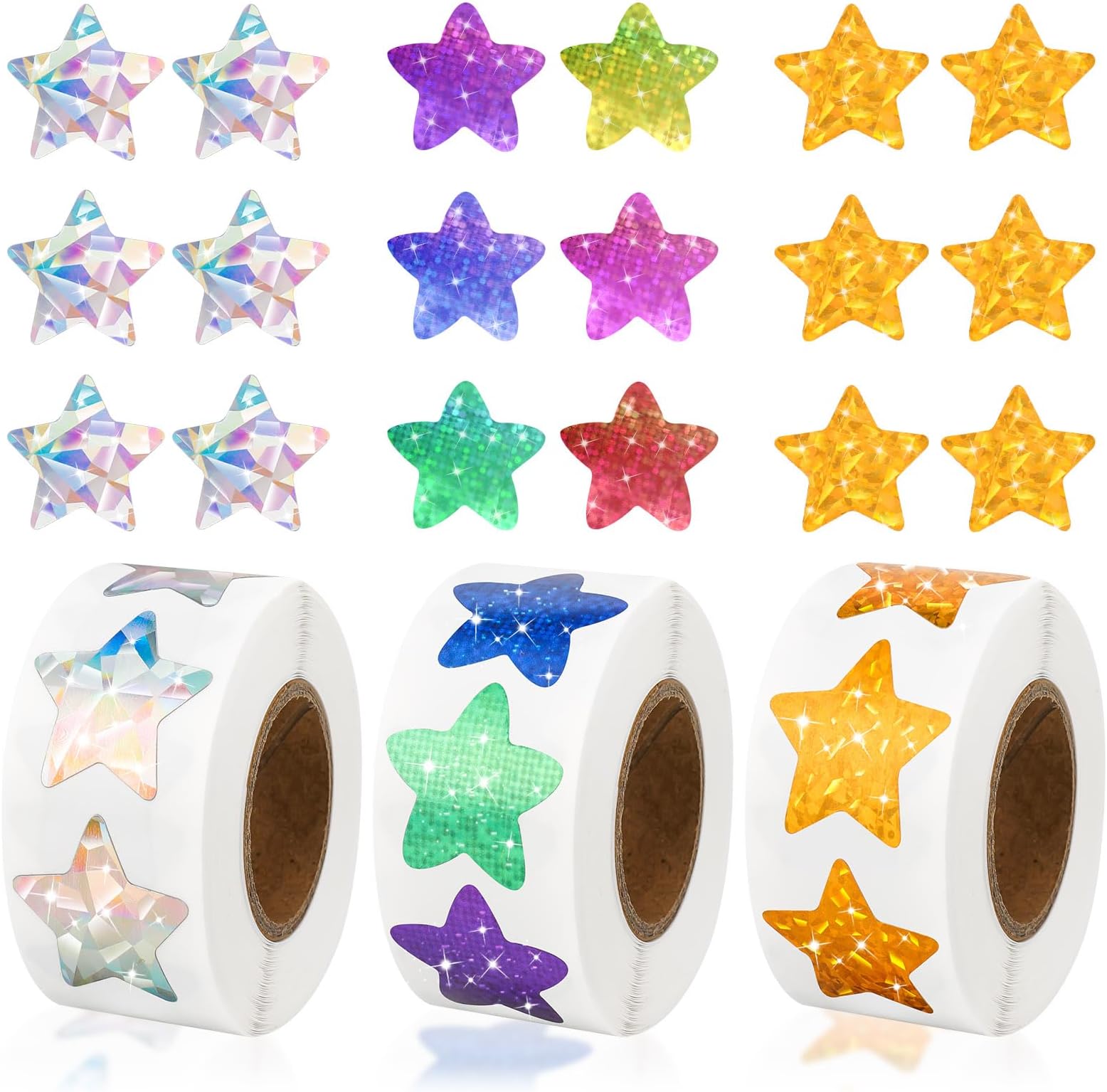 1500 Pcs Star Reward Stickers, Self Adhesive Shiny Reward Stickers, 2.5 ...