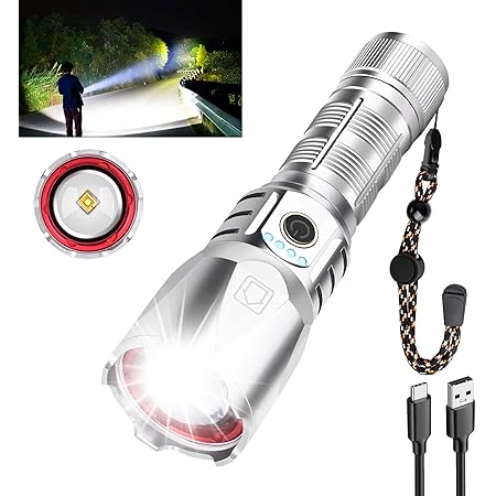 Amazon.com: Rechargeable LED Flashlight, Super Bright Flashlight, 10000 ...